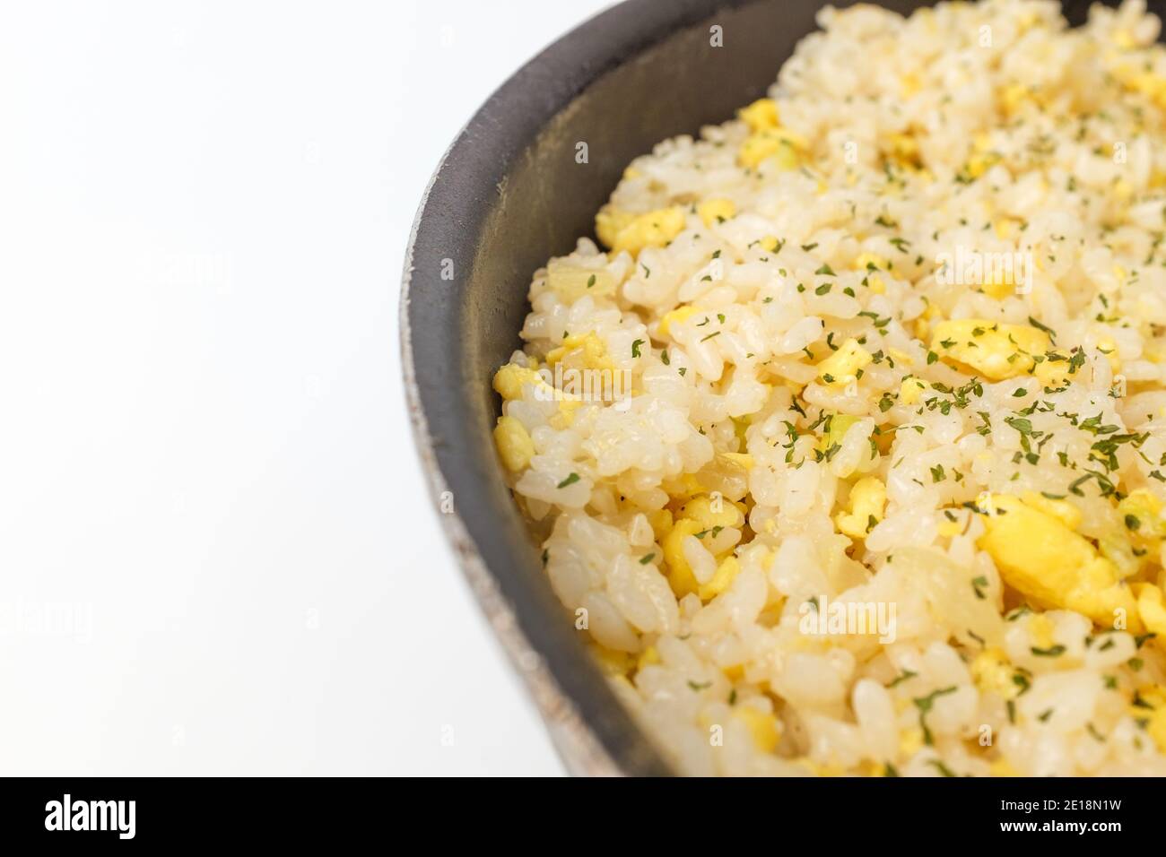 Fried rice with egg on white background Stock Photo - Alamy