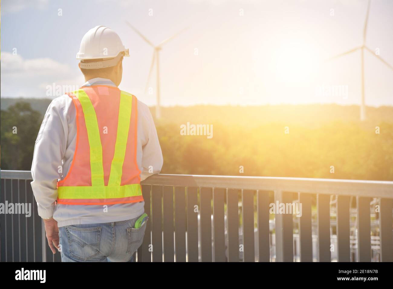 Engineering Standing looking on sky mountain success concept Stock ...