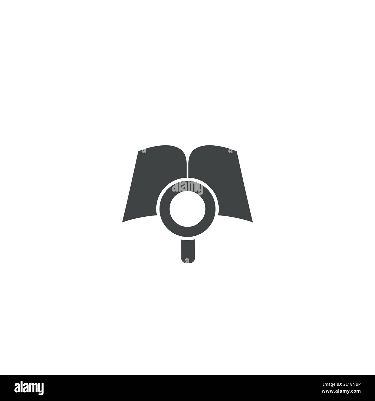 Magnifier glass and black book isolated on white. Search button for web ...