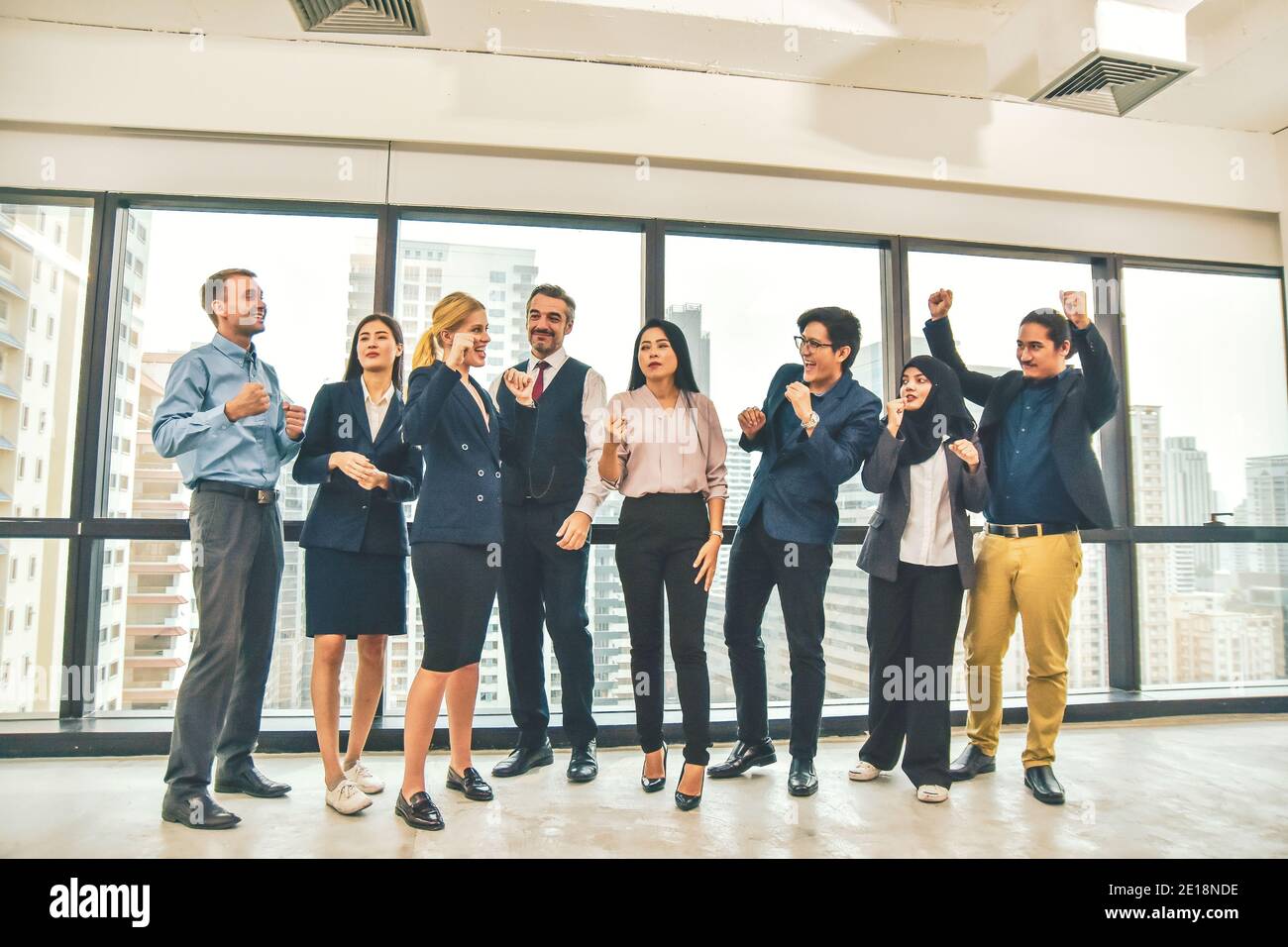 Business people teamwork group are happy finished success business ...