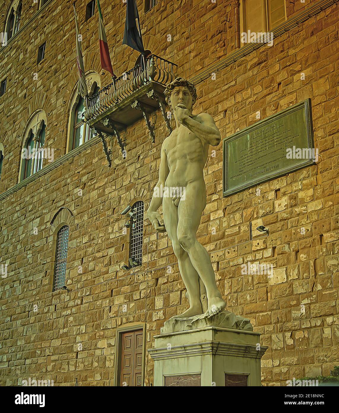 David statue in Florence, Italy, oil effect Stock Photo - Alamy