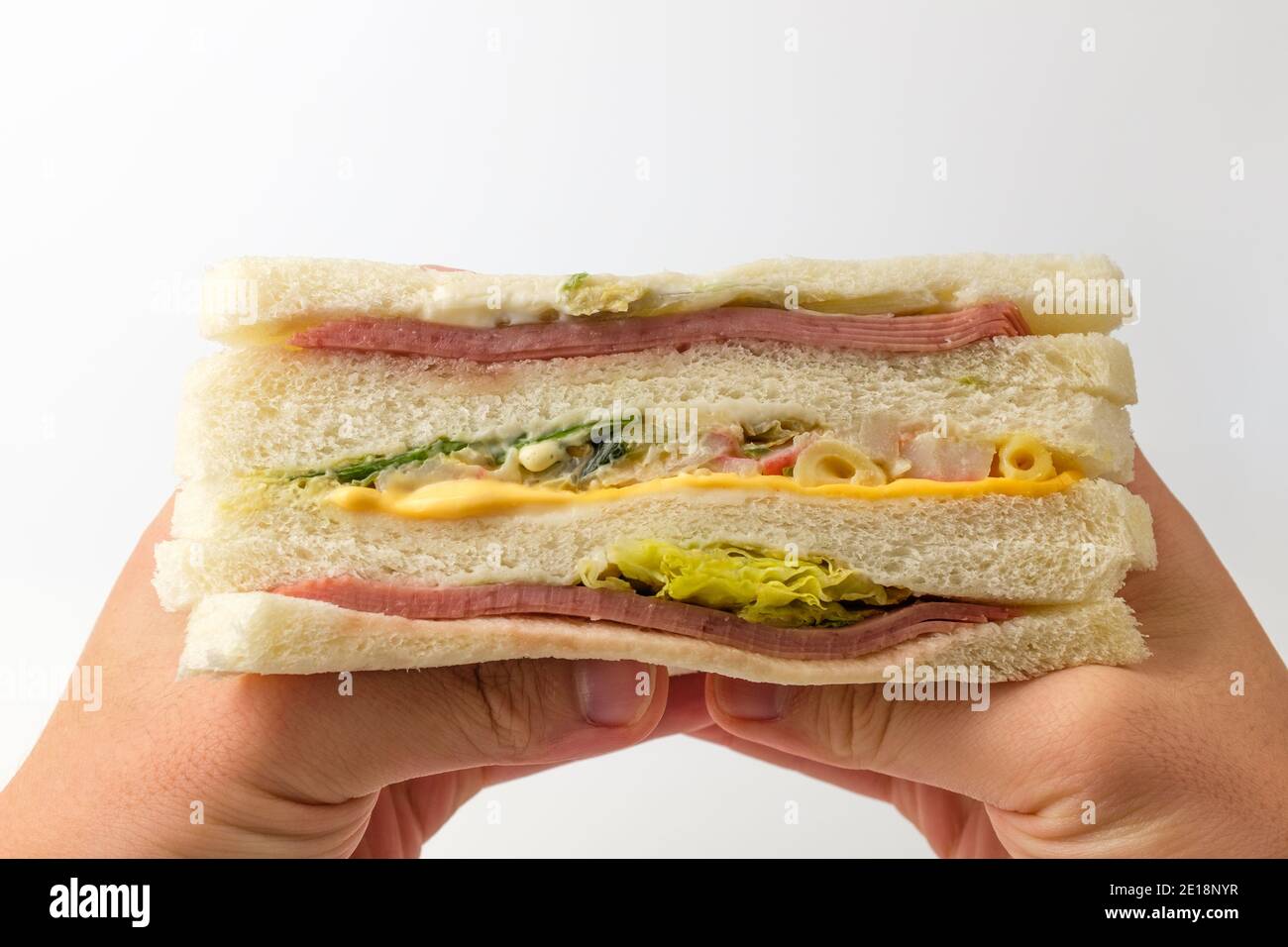 Ham cheese sandwich on white background Stock Photo - Alamy