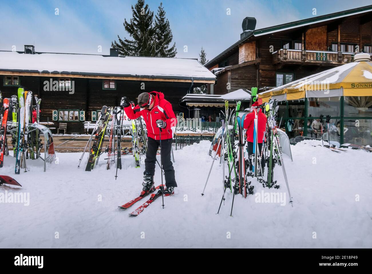 Outdoor cafe by ski slope hi-res stock photography and images - Alamy