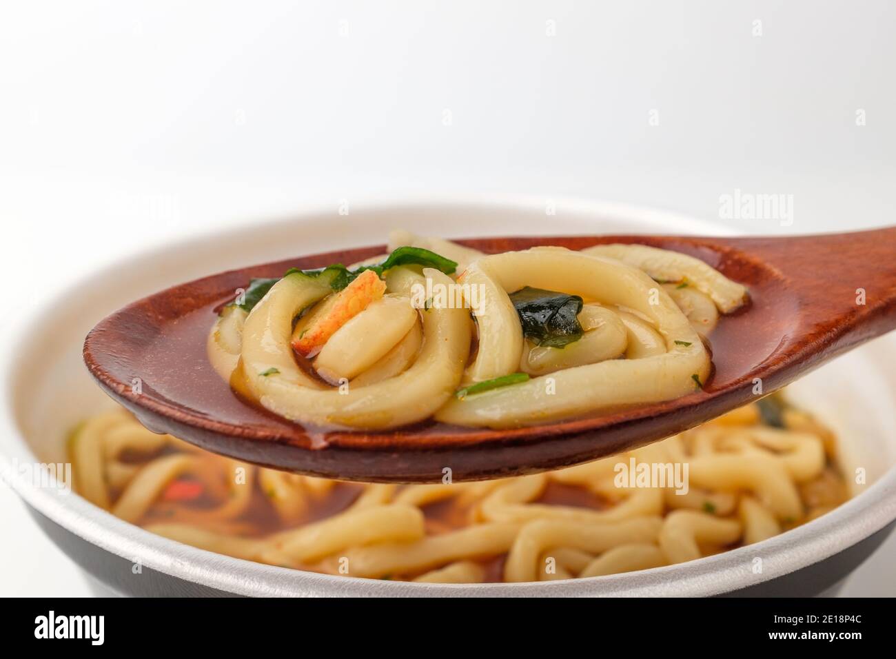 Soup udon on white background Stock Photo - Alamy
