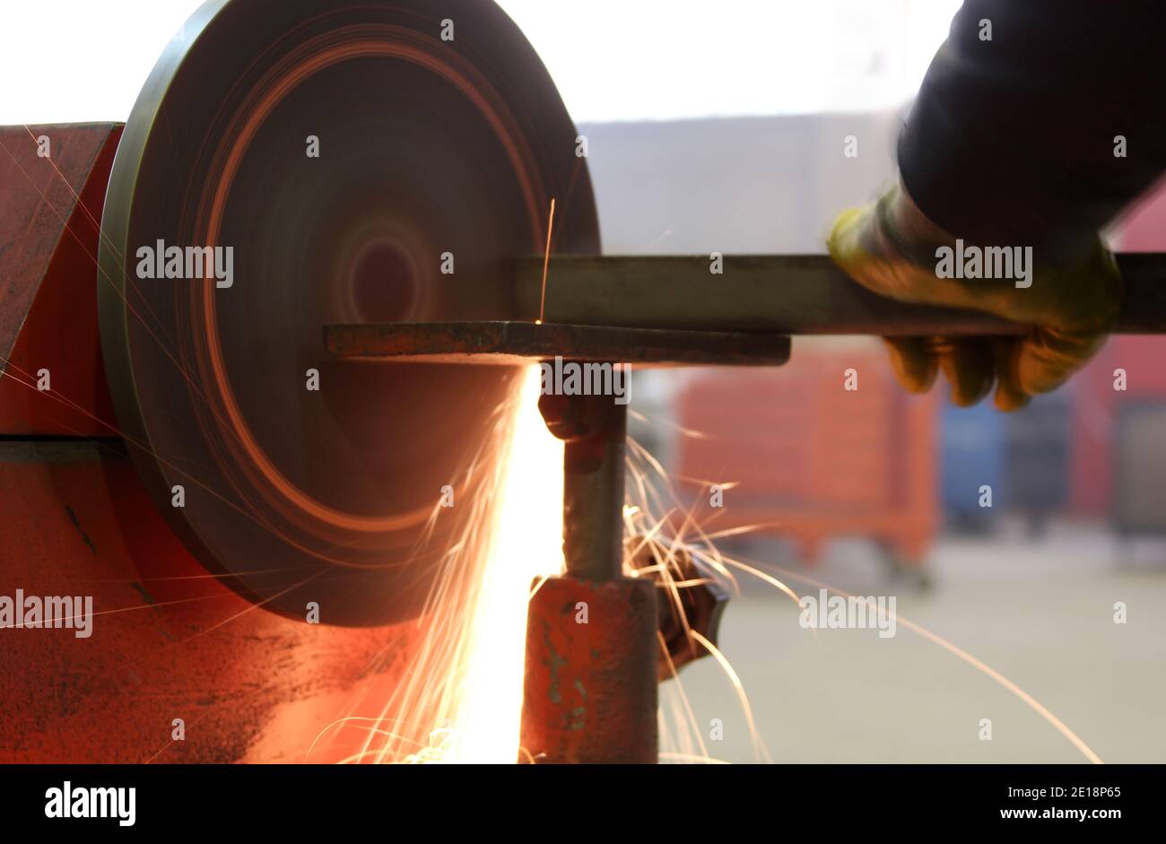 Grinding machine in the factory. Heavy industry. Industrial background ...