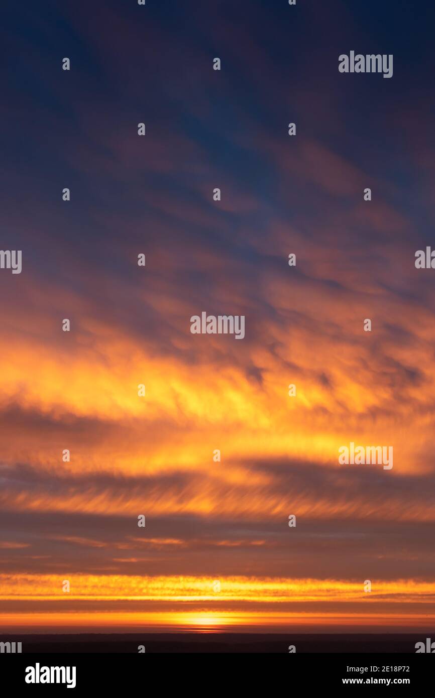Dramatic apocalyptic sky background on sunrise in summer Stock Photo ...