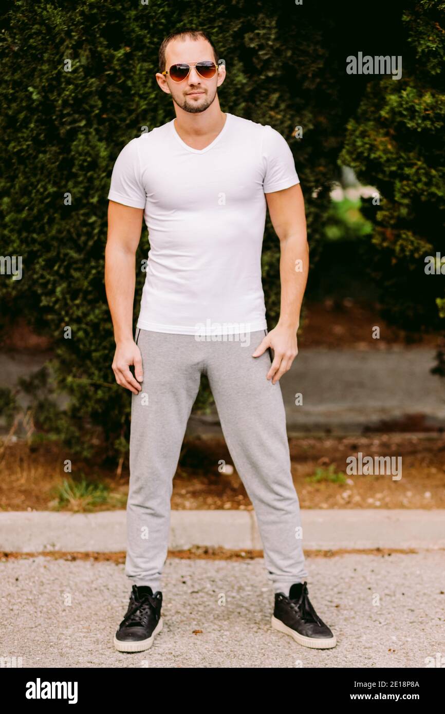 Man in blank white hi-res stock photography and images - Alamy