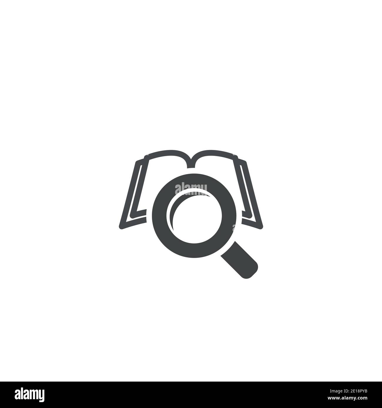 Magnifier glass and book isolated on white. Search button for web pages ...