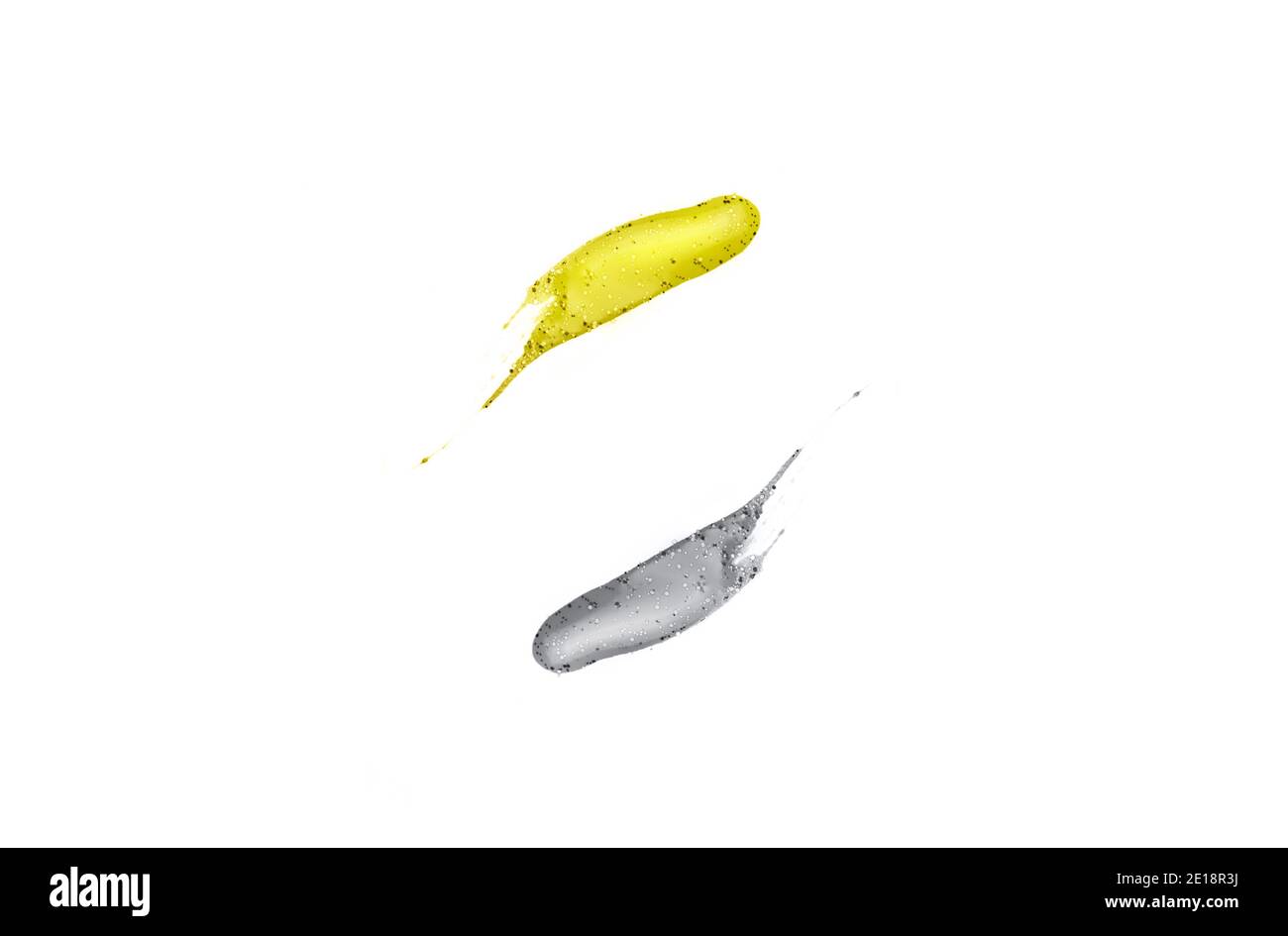 Abstract yellow and gray splashes on white background. Isolated Stock ...