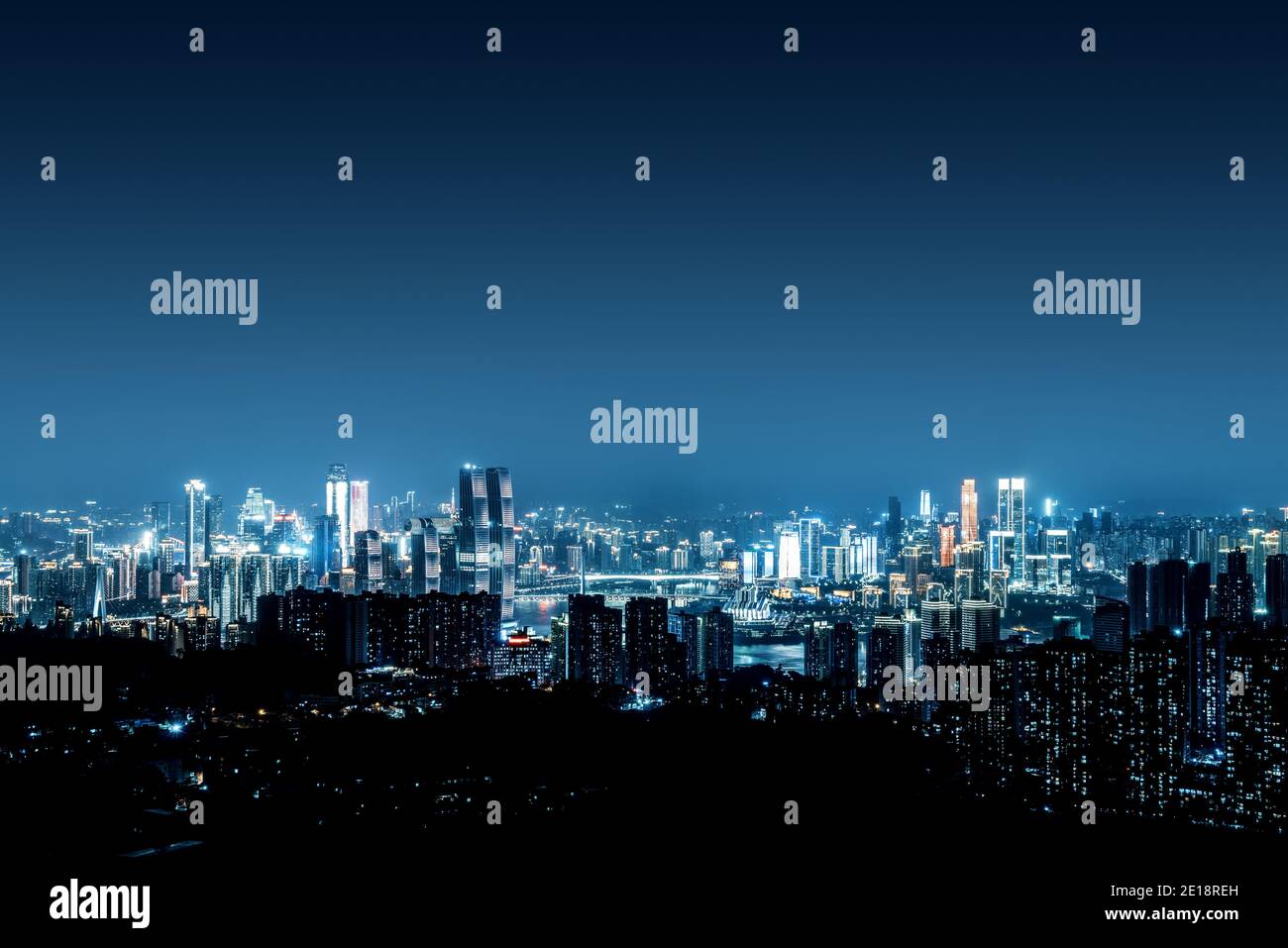 High rise building river trees landscape landscape of the city sunset ...