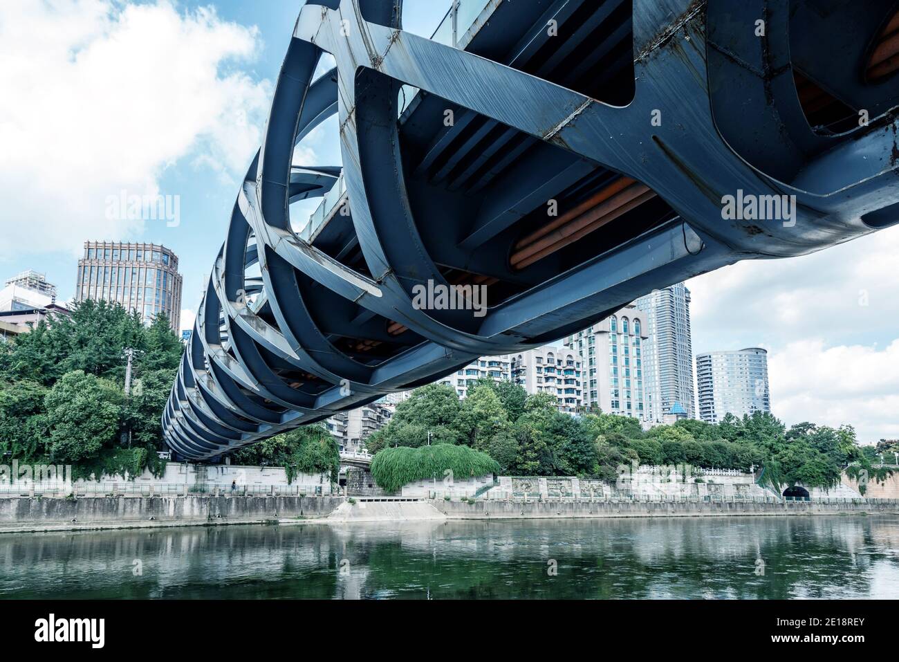 Modern tall buildings and bridge, Guiyang city landscape, China Stock ...