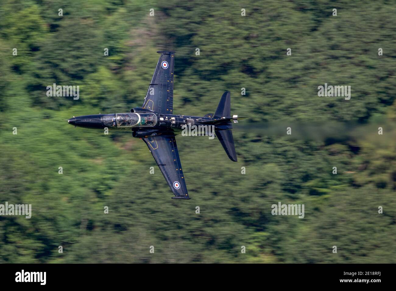 Royal Air Force (RAF) Hawk T2 Jet Trainer flying low level in the ...