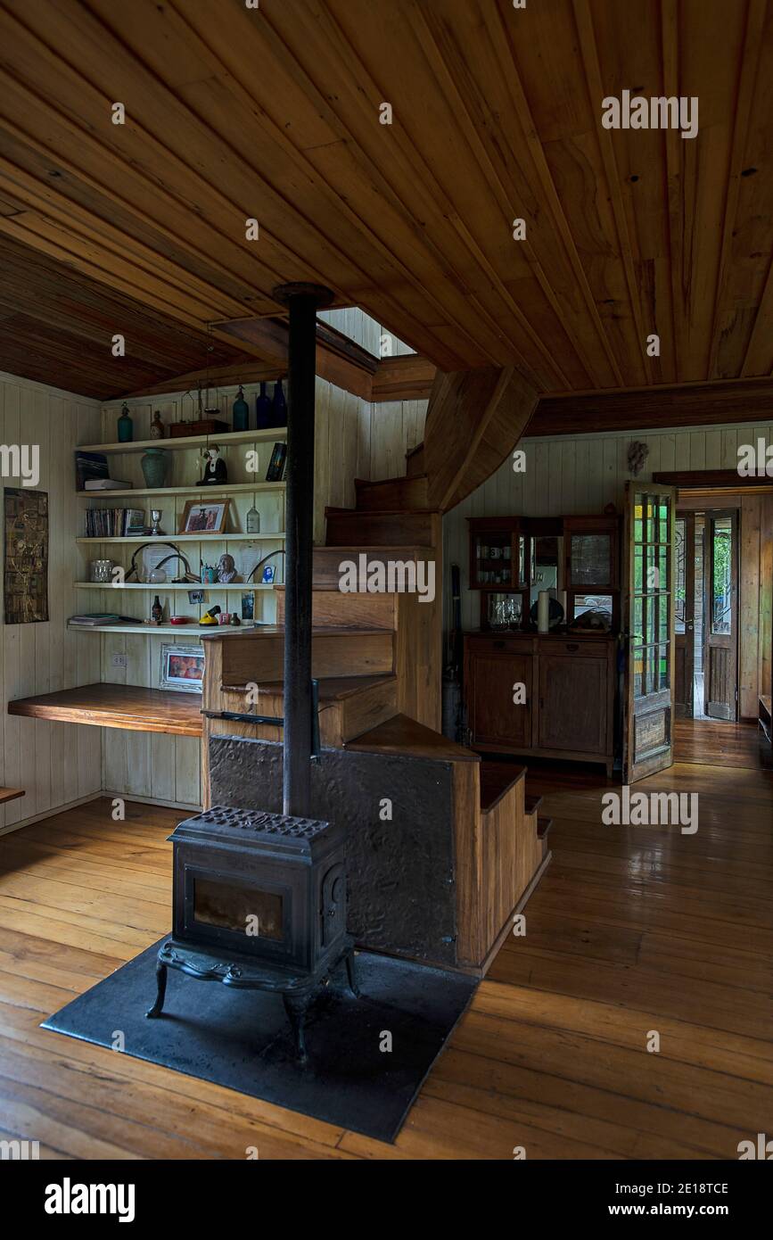 Interior view of stilt hut Stock Photo - Alamy