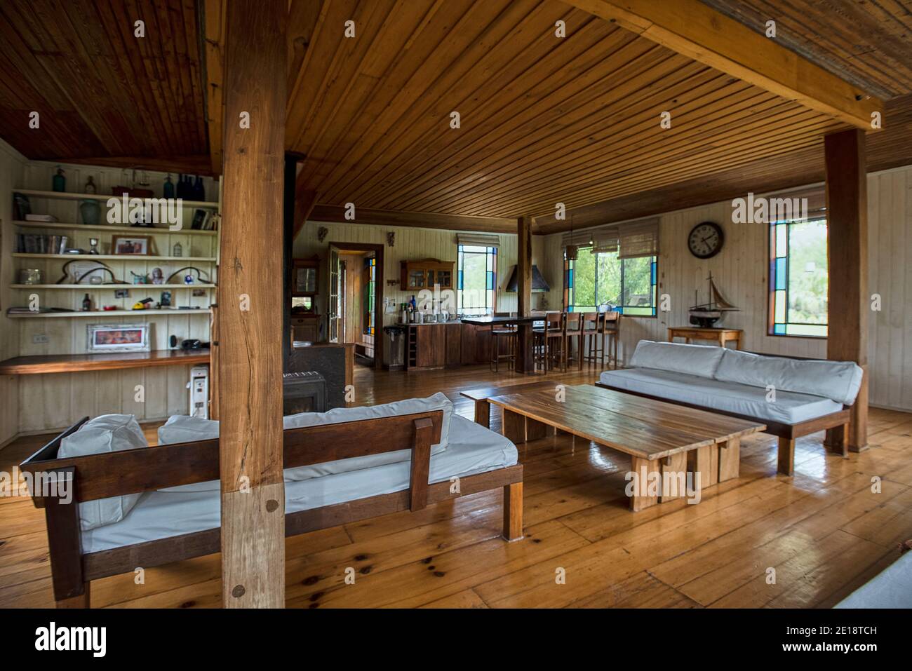 Interior view of stilt hut Stock Photo - Alamy