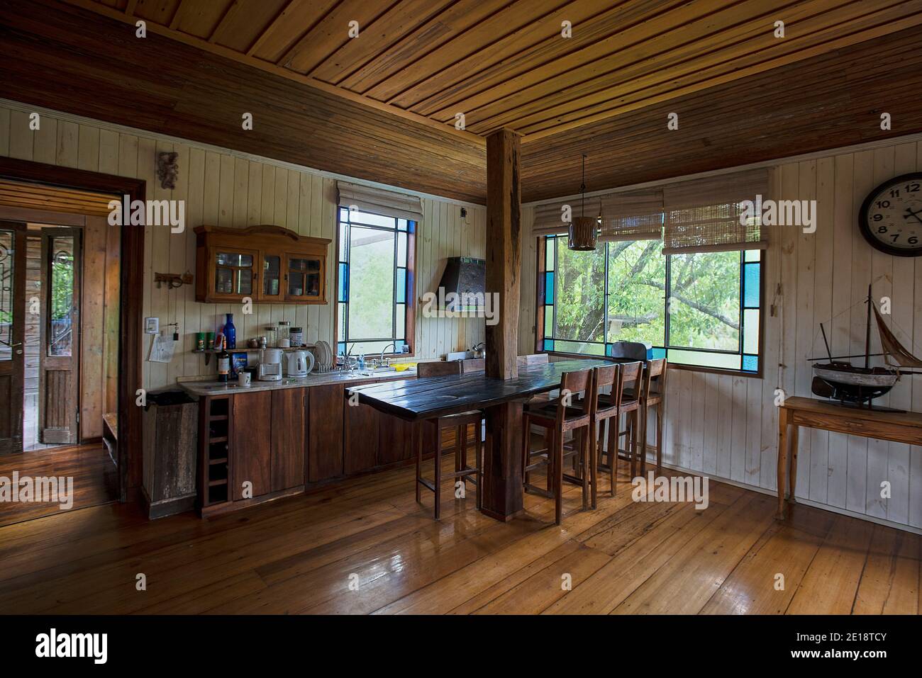 Interior view of stilt hut Stock Photo - Alamy