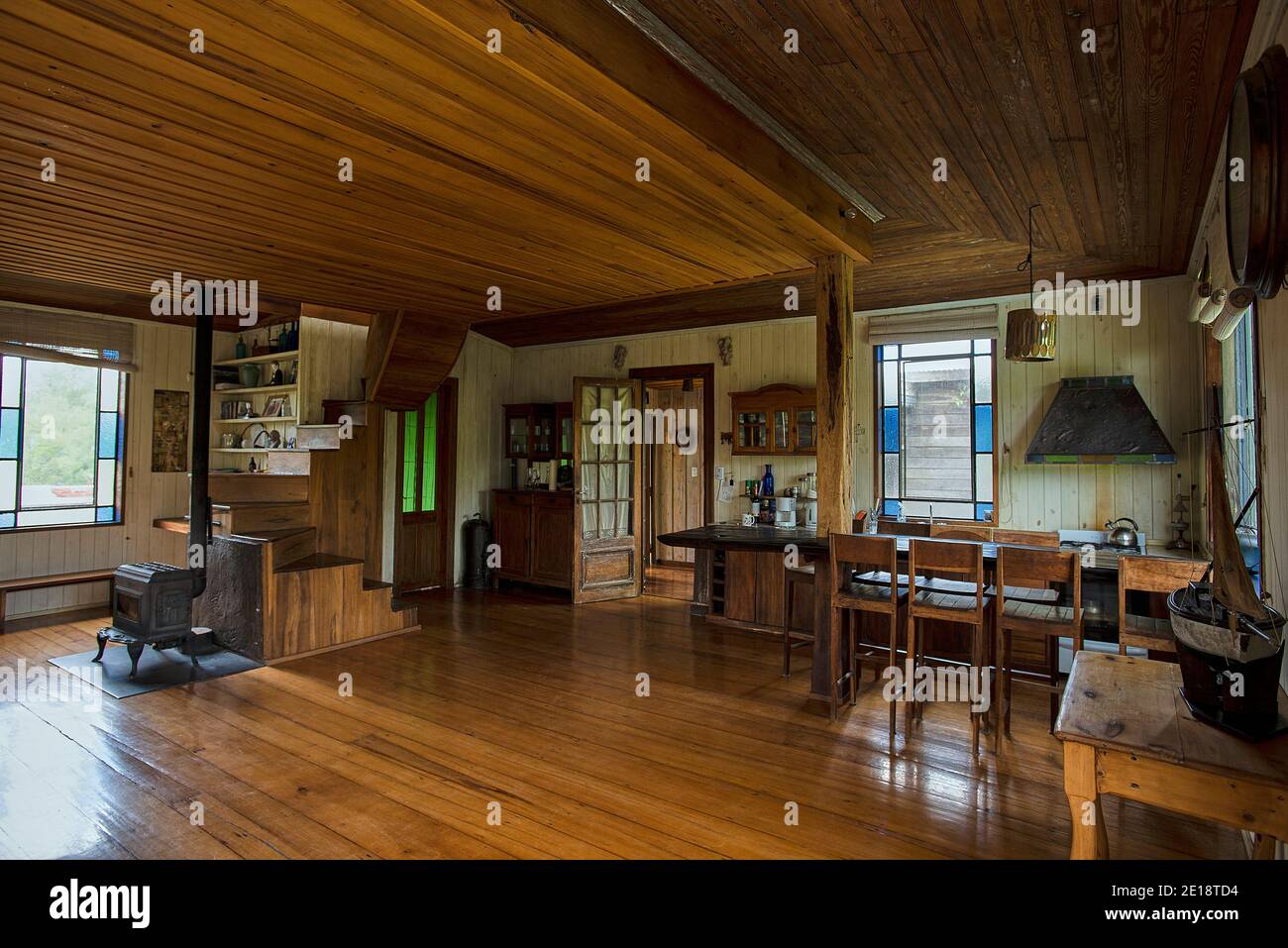 Interior view of stilt hut Stock Photo - Alamy