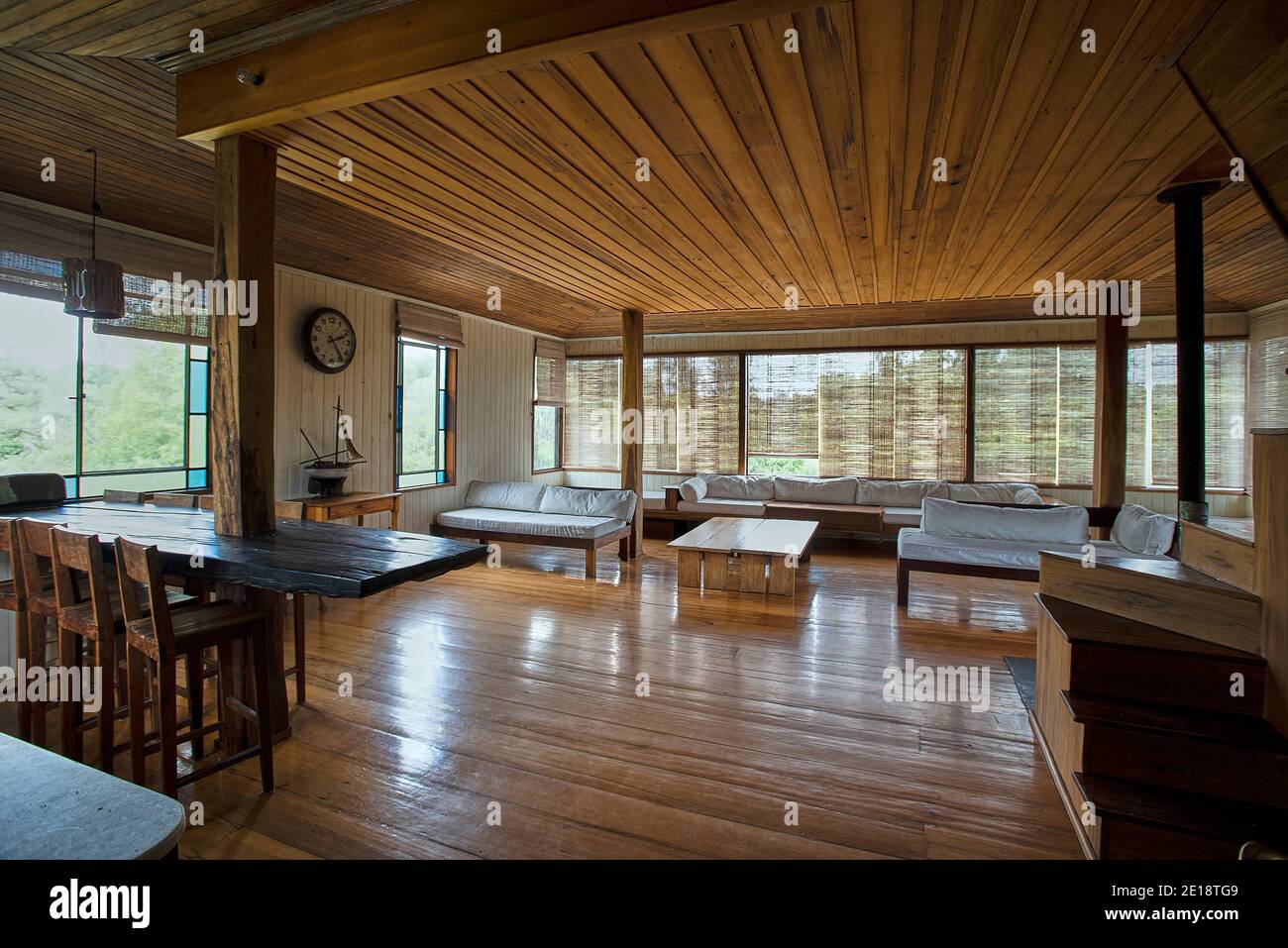 Interior view of stilt hut Stock Photo - Alamy