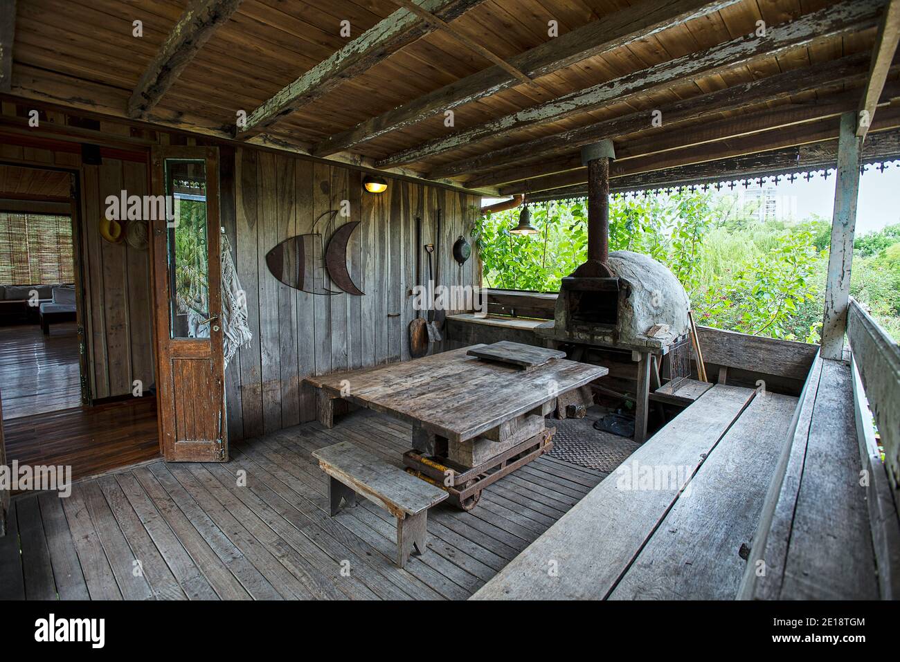 Interior view of stilt hut Stock Photo - Alamy