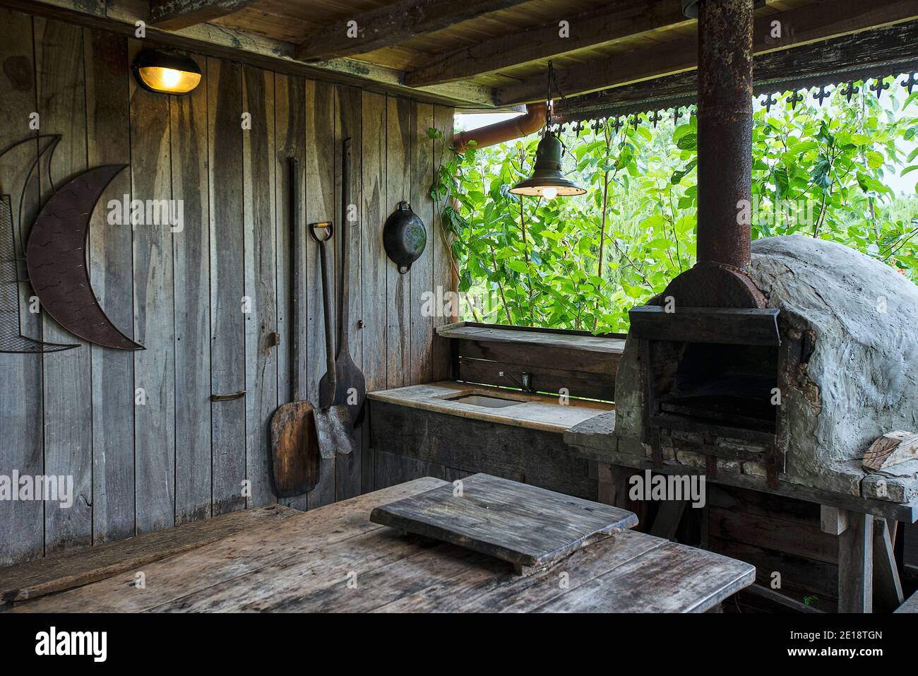 Interior view of stilt hut Stock Photo - Alamy