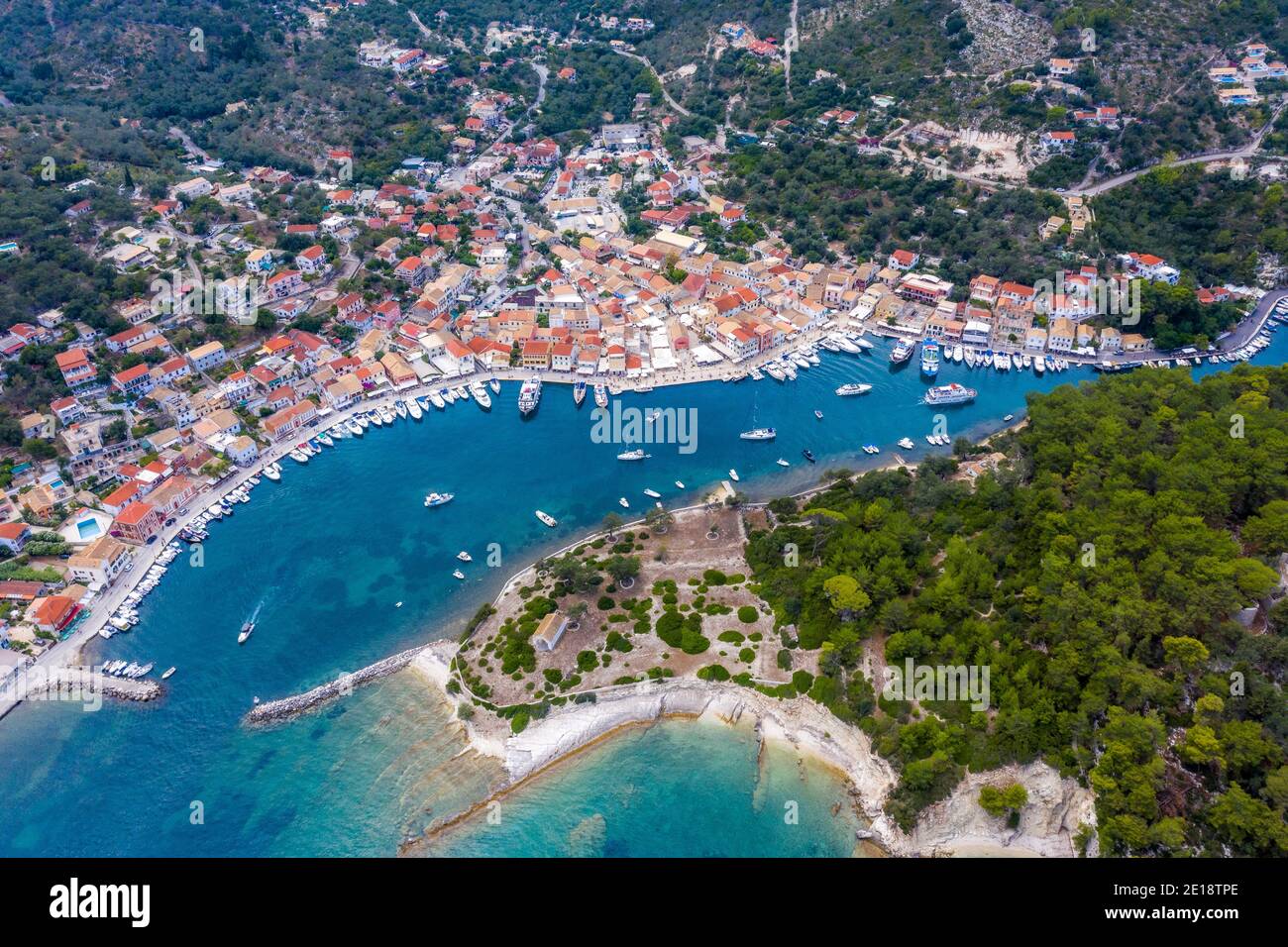 Aerial shot of the port of Paxoi in Greece Stock Photo - Alamy