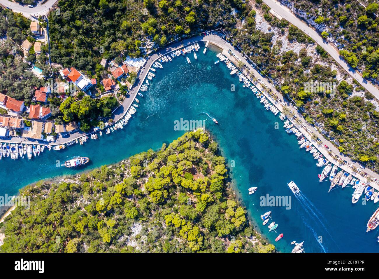 Aerial shot of the port of Paxoi in Greece Stock Photo - Alamy
