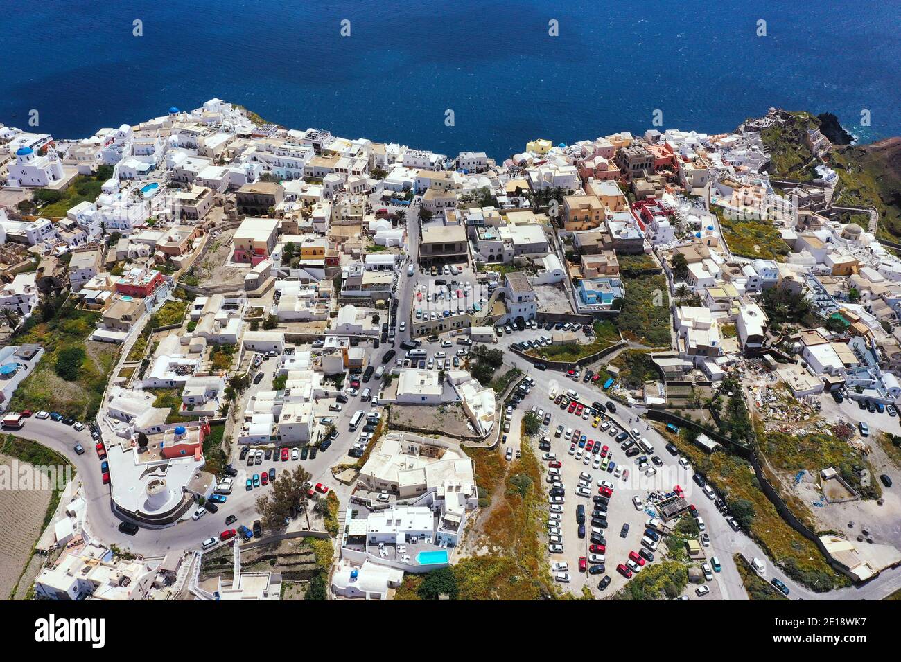 Aerial view of Oia town on Santorini island Stock Photo - Alamy