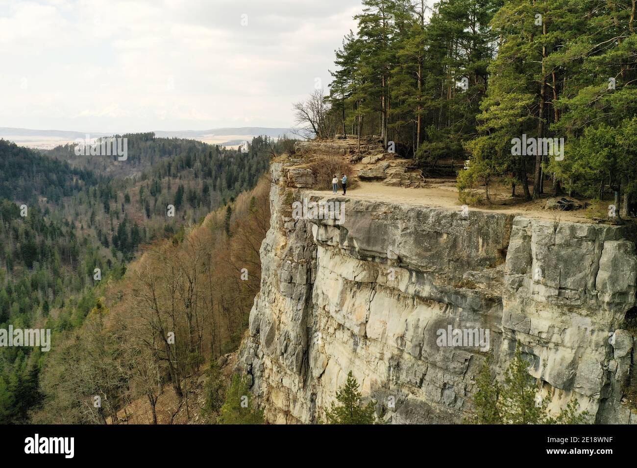Aerial view of Slovak Paradise in the village of Spisske Tomasovce in ...