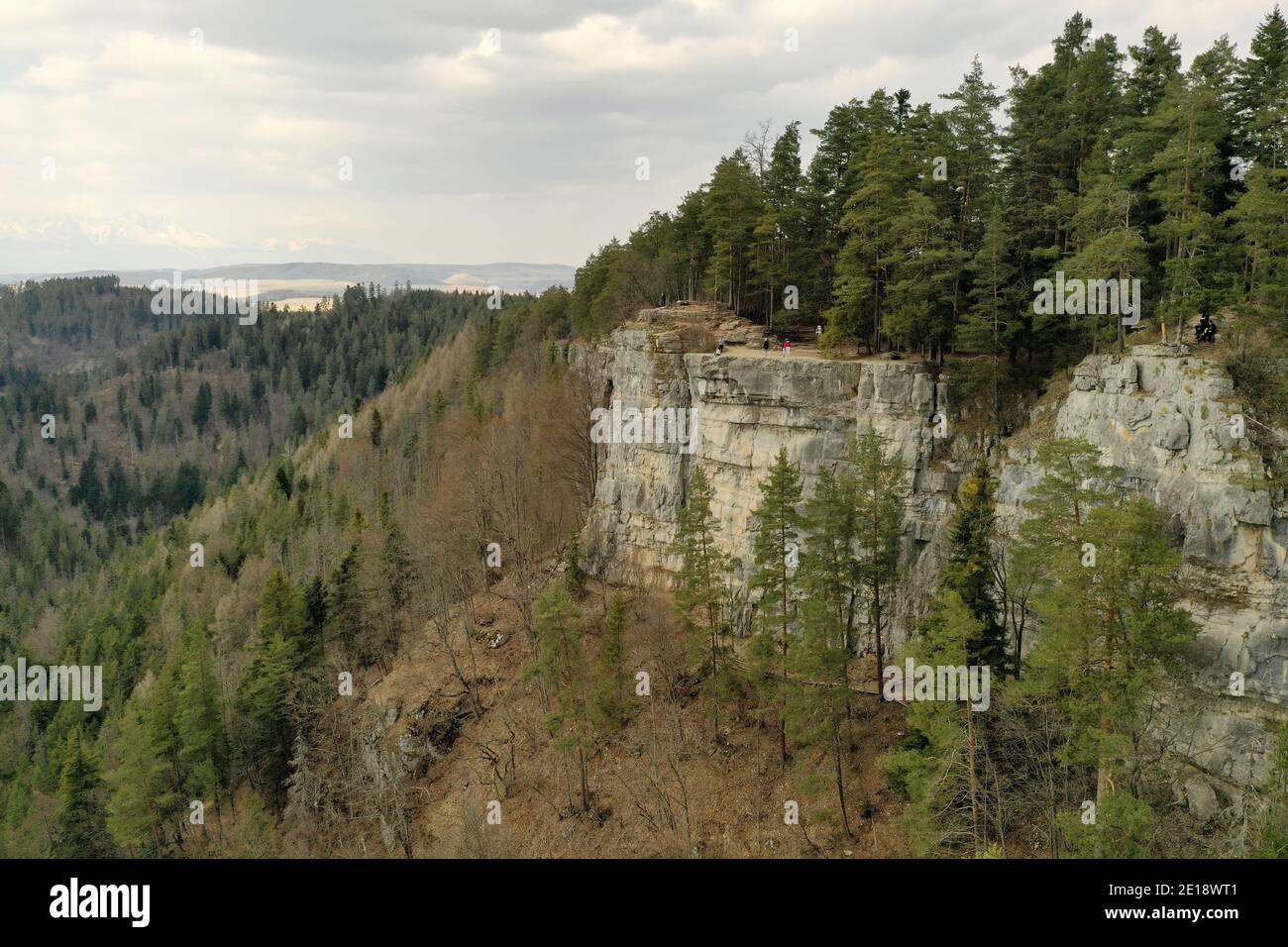 Aerial view of Slovak Paradise in the village of Spisske Tomasovce in ...