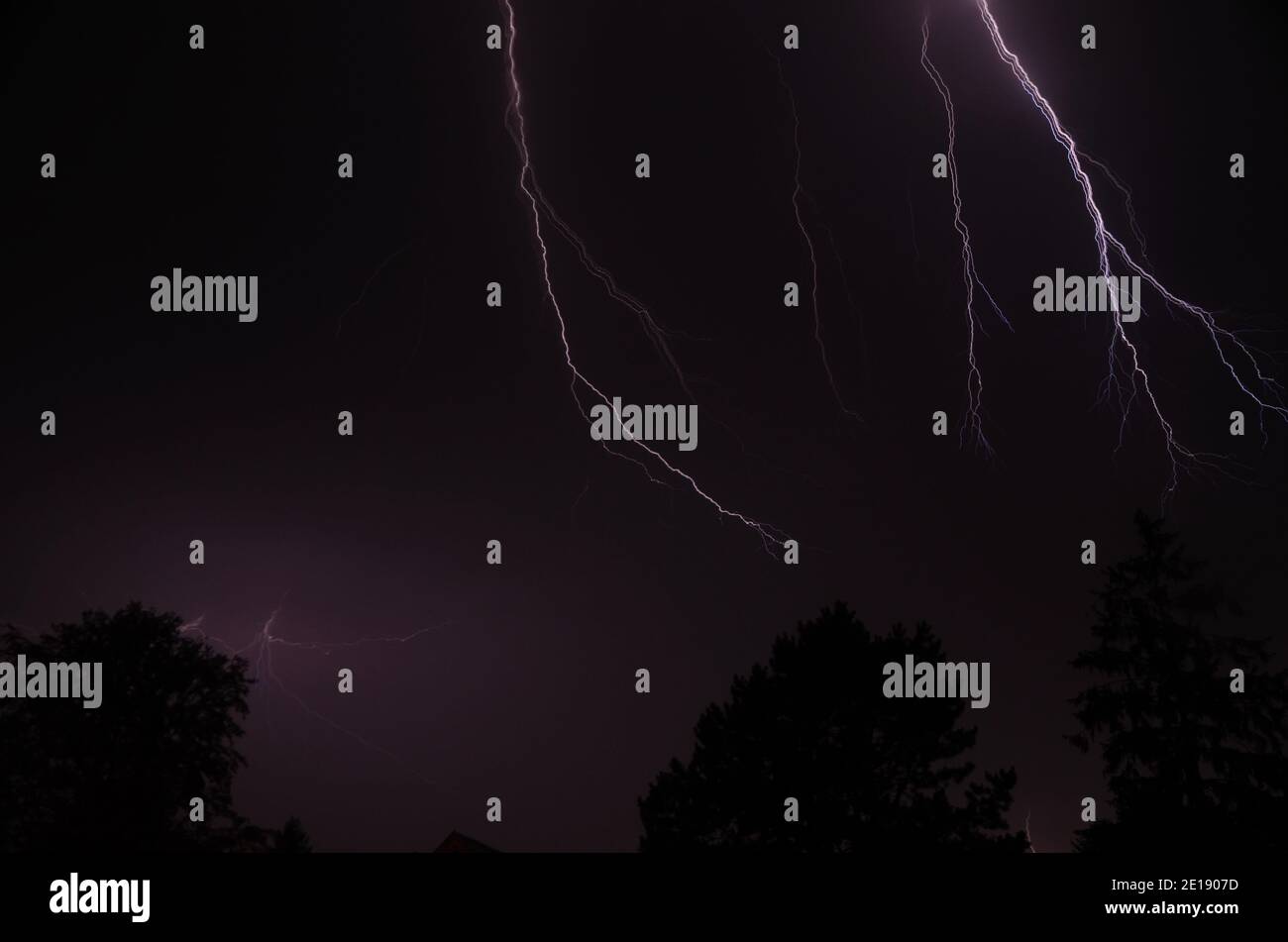 beautiful bright lightning from above at night Stock Photo - Alamy