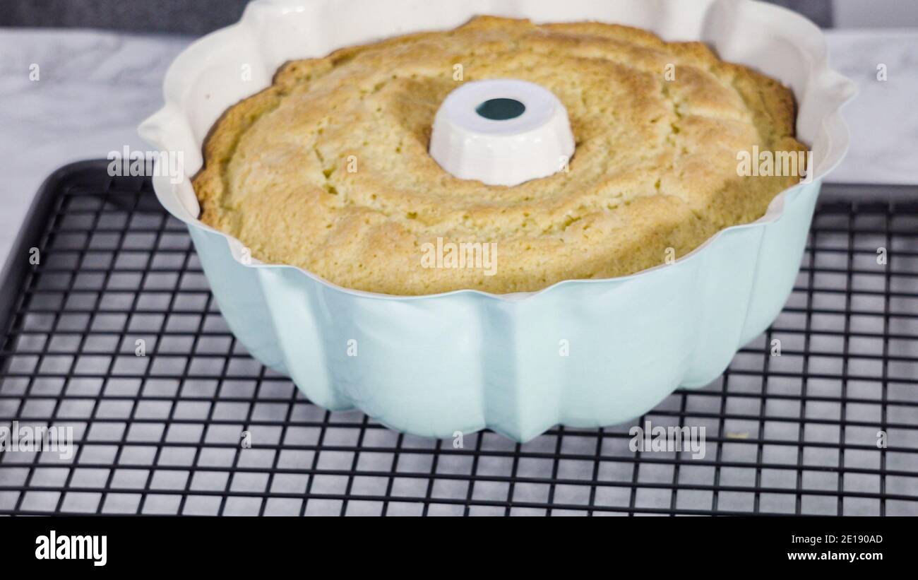 Step by step. Baking fail. Cooling freshly baked a lemon pound cake on ...