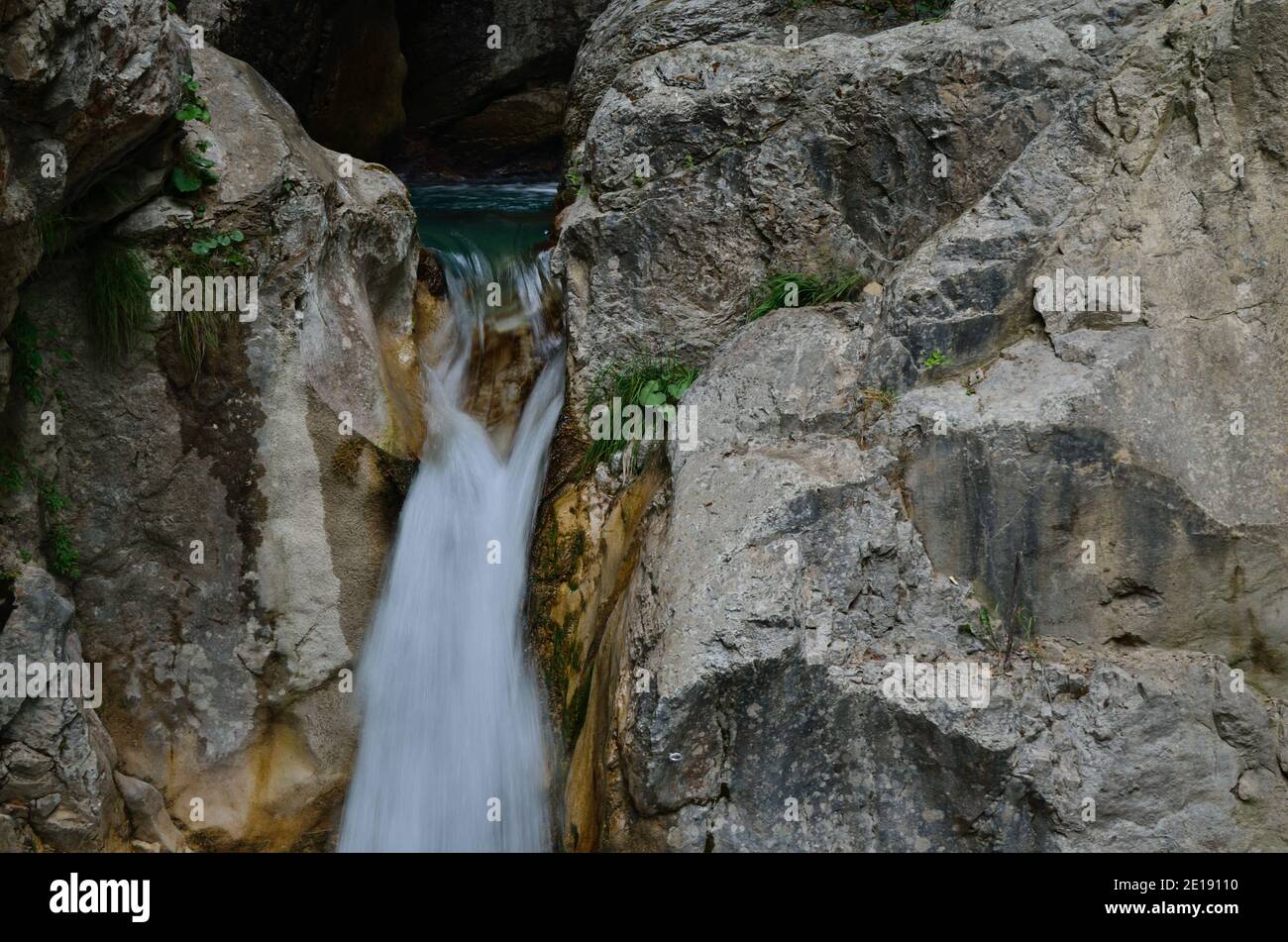 waterfall in wild gray rock the mountains Stock Photo - Alamy