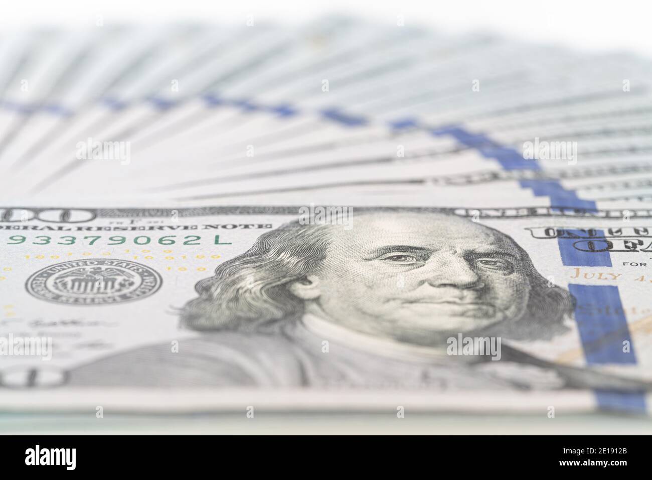 fan of 100 dollar bills for design purpose Stock Photo - Alamy