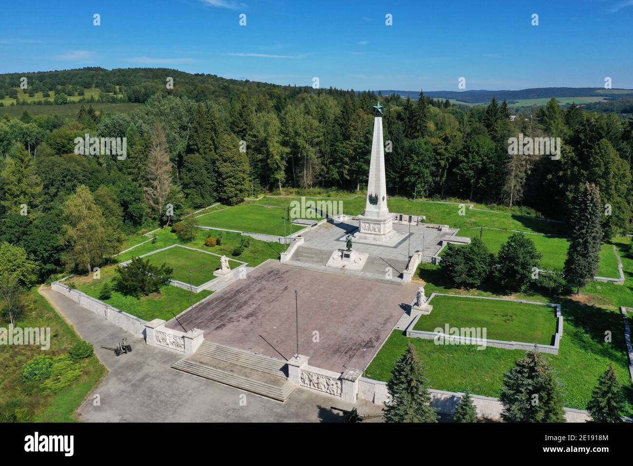 Aerial view of the Soviet Army Memorial in Svidnik, Slovakia Stock ...
