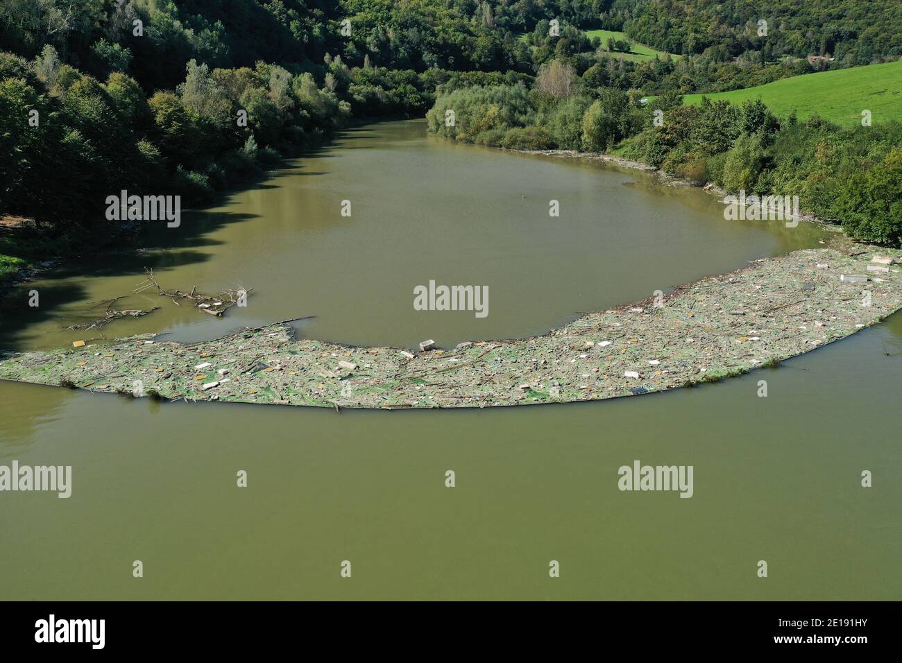 Aerial view of the polluted Ruzin reservoir in Slovakia Stock Photo - Alamy