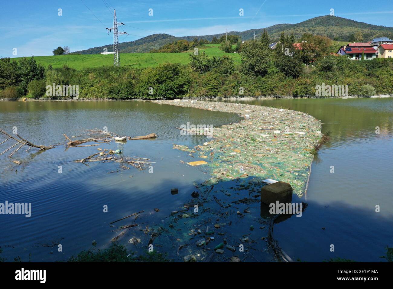 Aerial view of the polluted Ruzin reservoir in Slovakia Stock Photo - Alamy