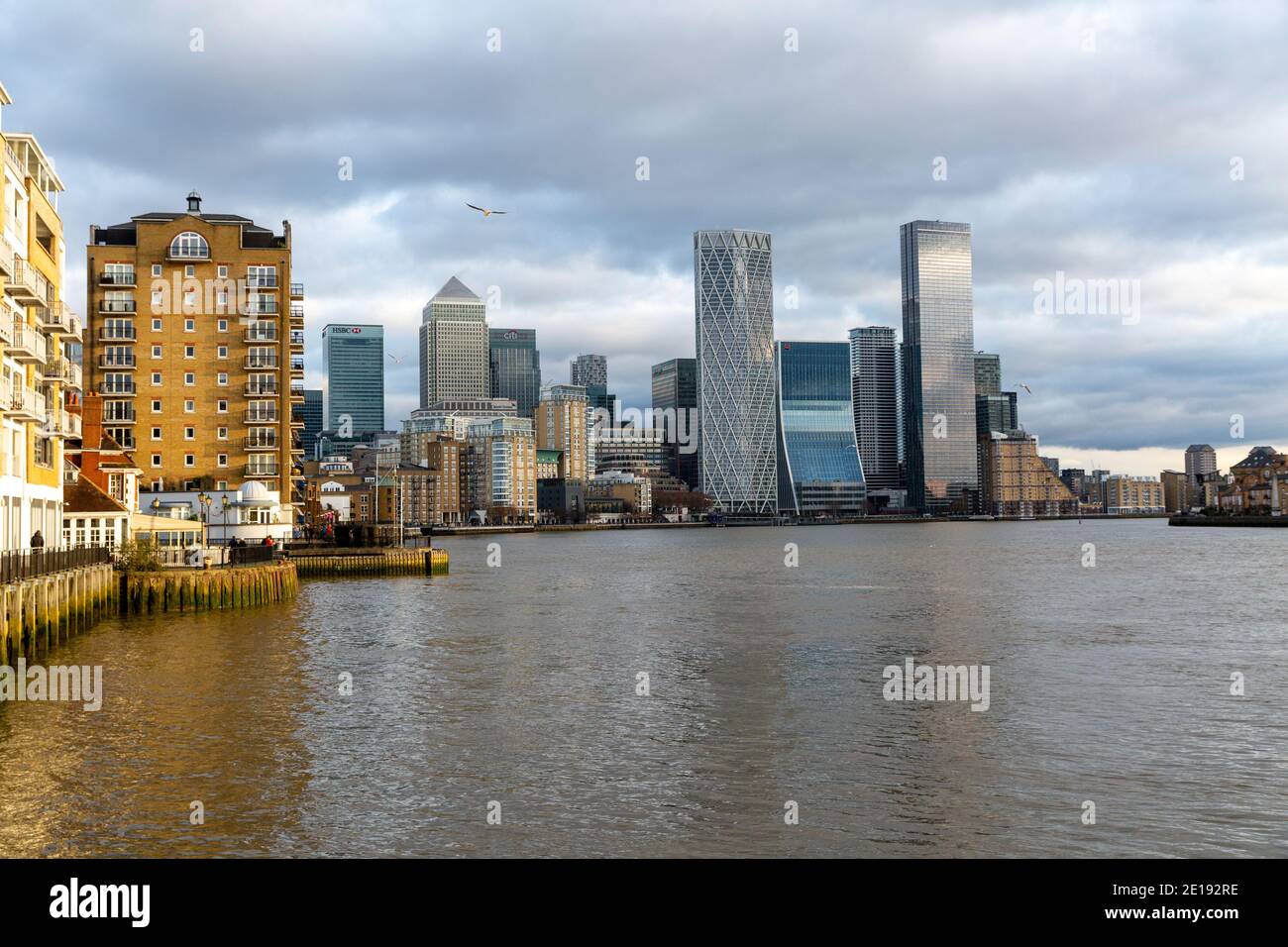 Thames River View toward Canary Wharf, London Stock Photo - Alamy