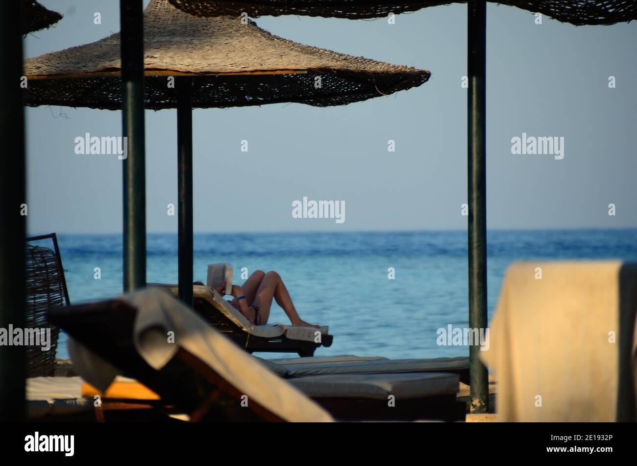 relaxation while reading on the beach and sea on vacation Stock Photo ...