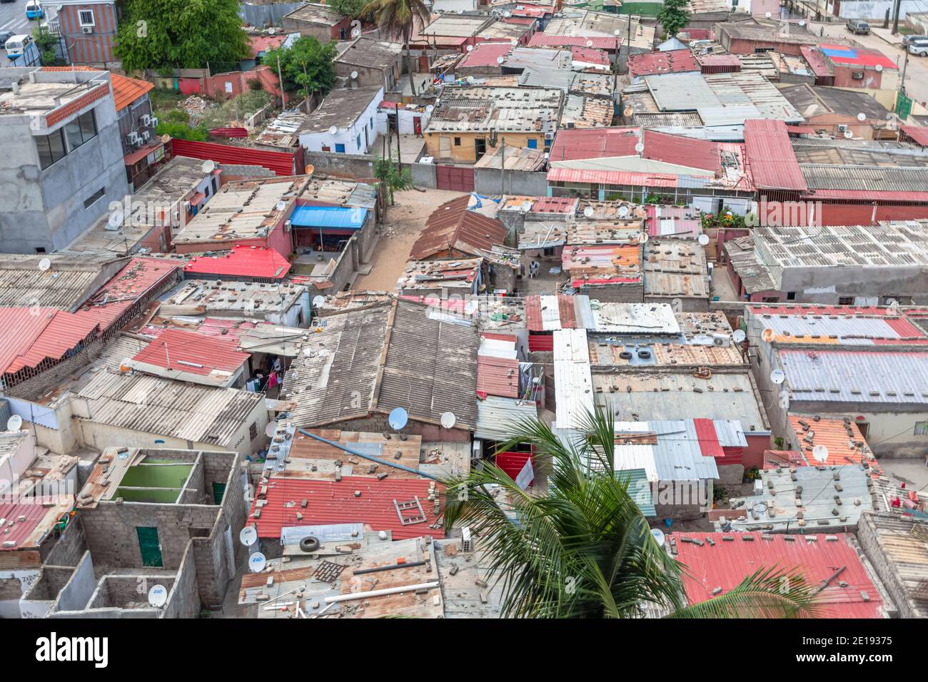 Luanda / Angola - 12/07/2020: Aerial view of a poor neighborhood in the ...