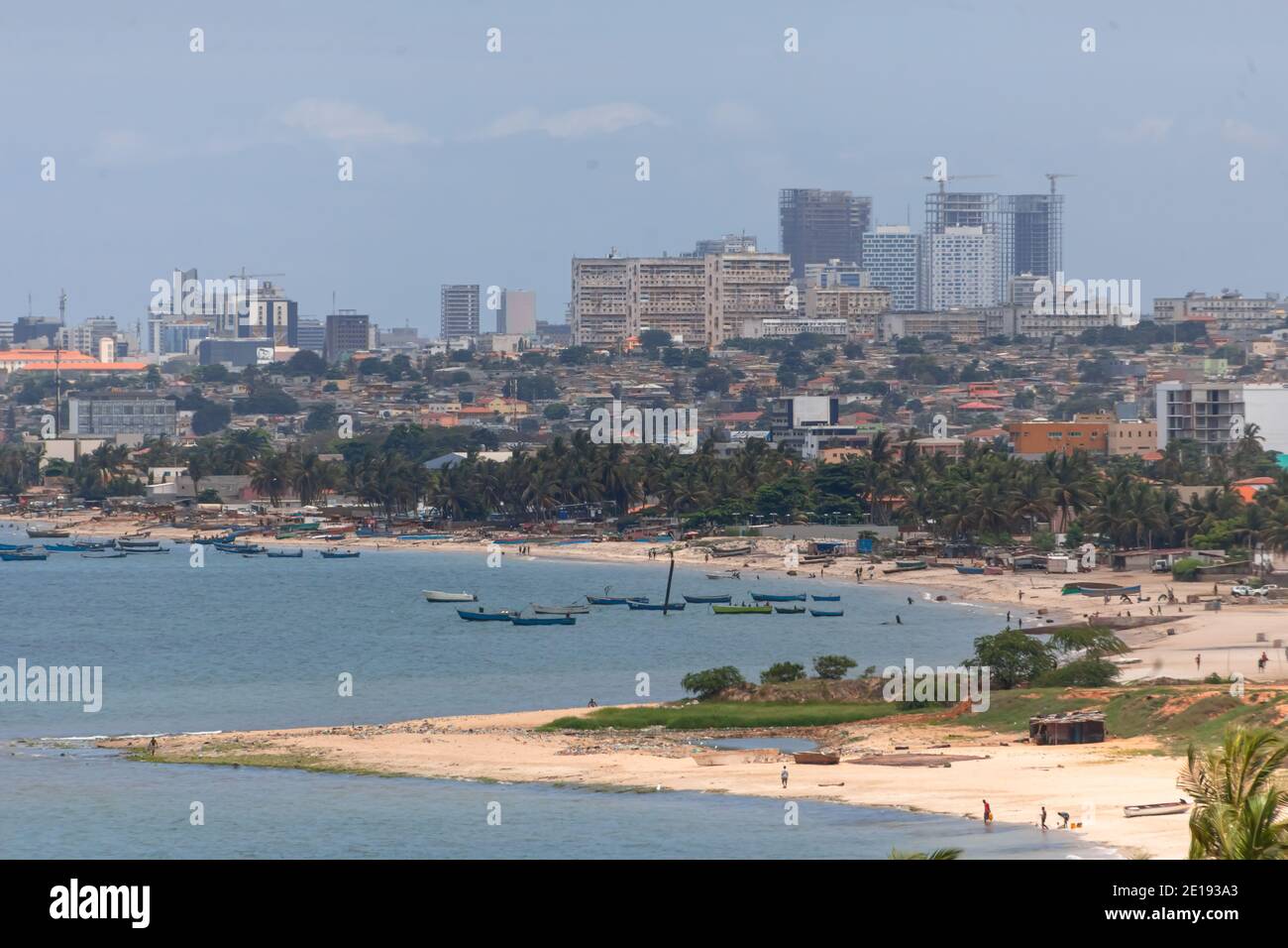 Luanda / Angola - 12/07/2020: Aerial view of downtown Luanda, marine ...