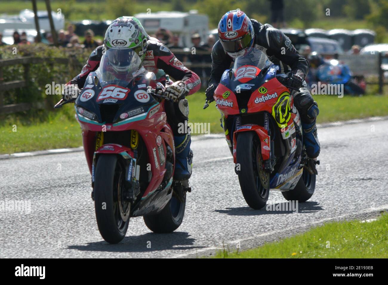 Adam Mclean leads Paul Jordan at the Ulster Grand Prix 2018 Stock Photo ...