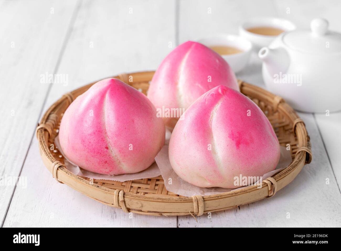 Pink Chinese peach birthday bun food named Longevity peach shoutao on ...