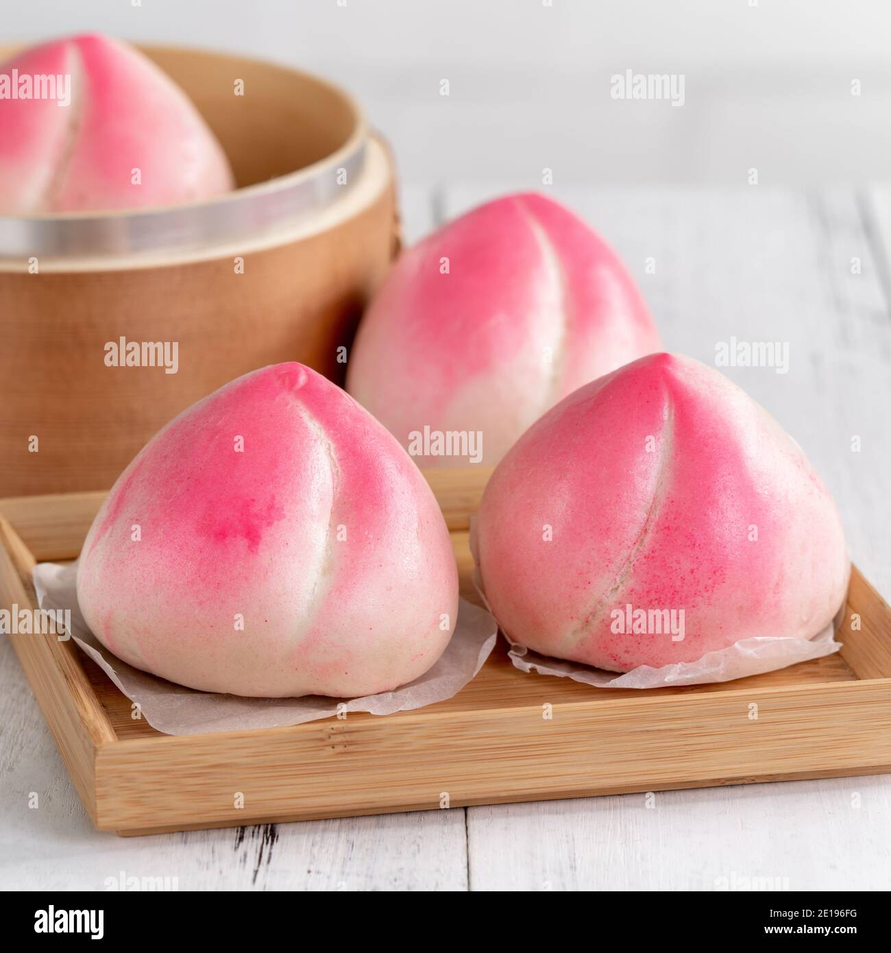 Pink Chinese peach birthday bun food named Longevity peach shoutao on ...