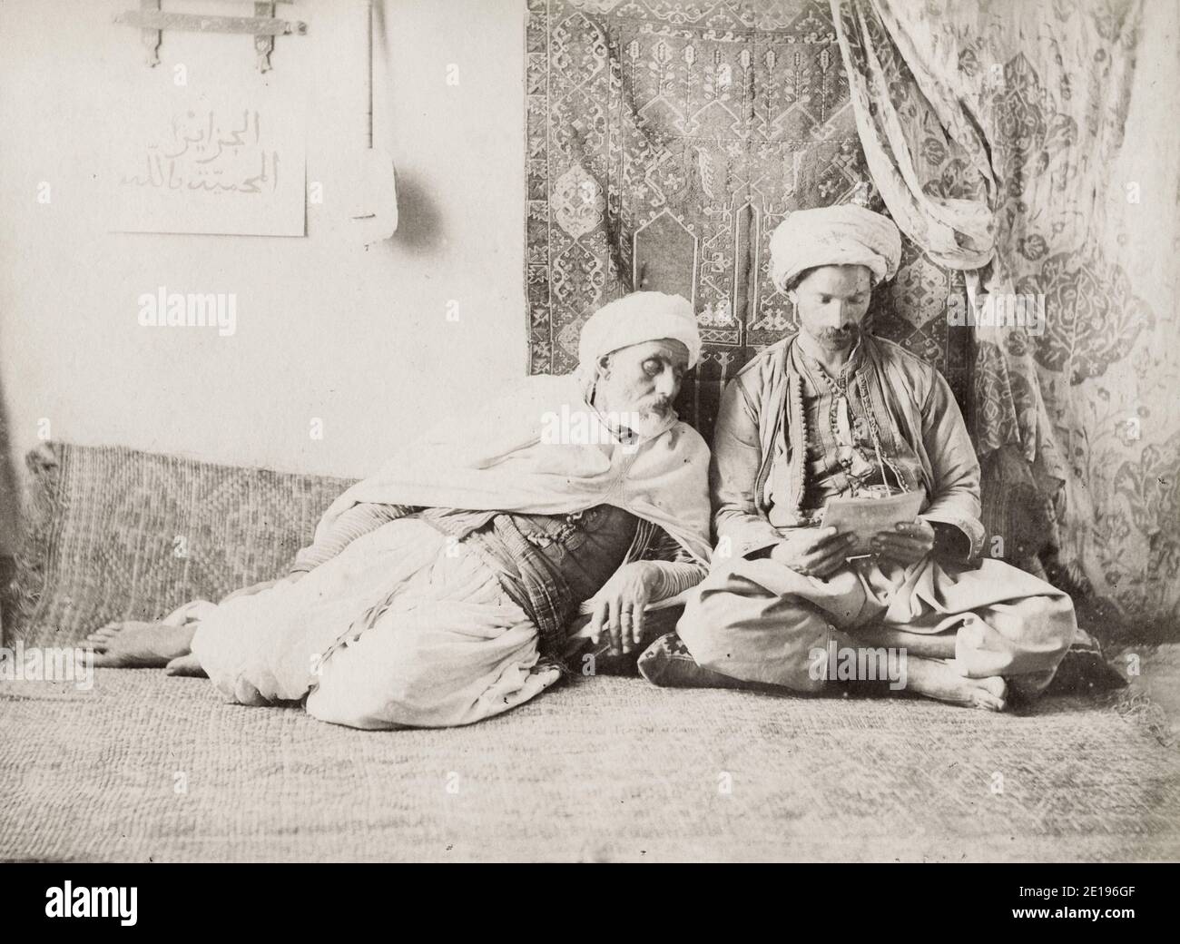 19th century vintage photograph: two north African men, Algeria Stock ...