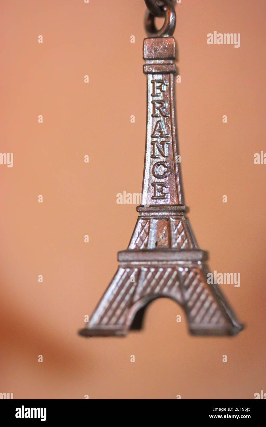 Metal keychain in the form of the Eiffel Tower in Paris, France ...
