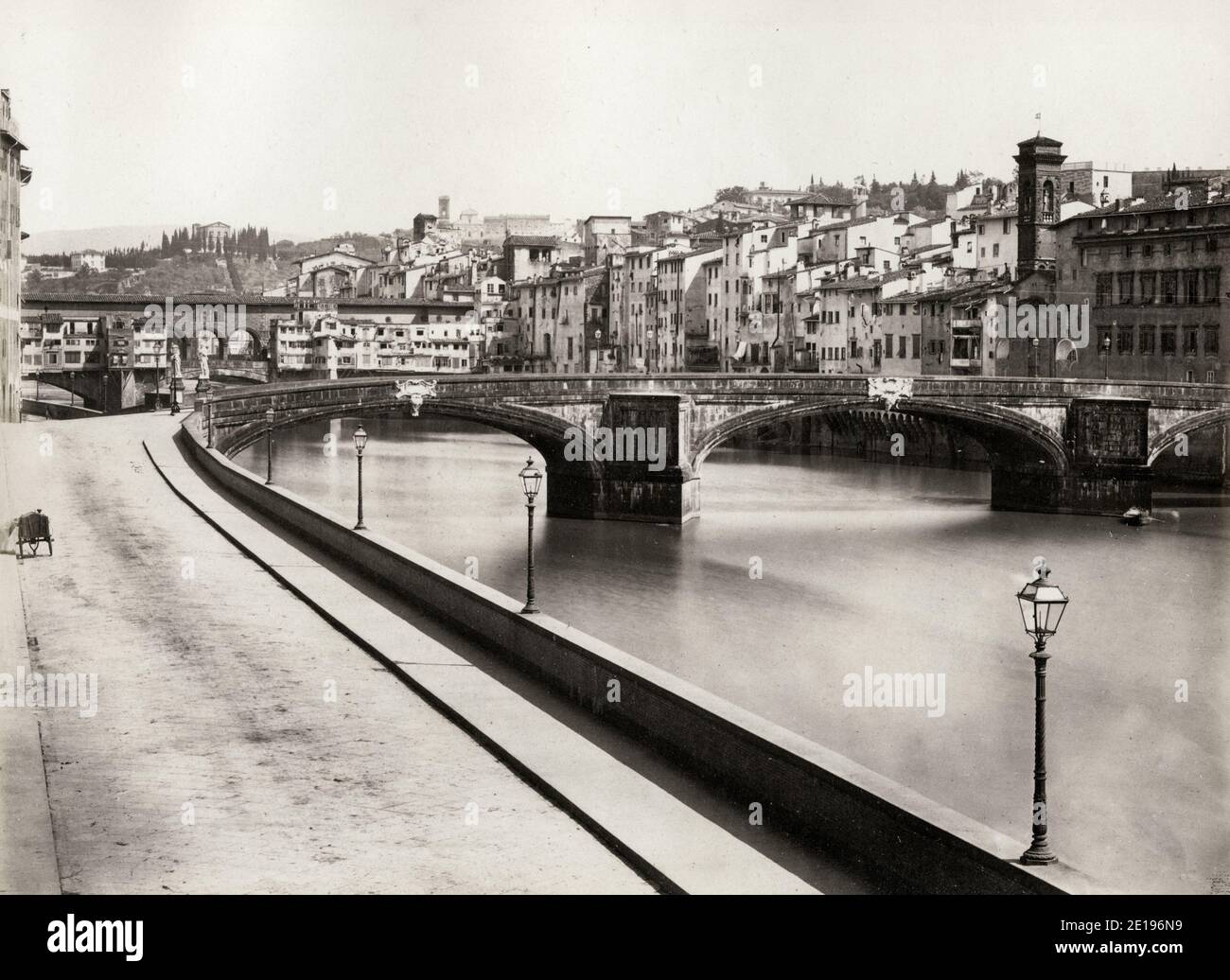 19th century vintage photograph: St Trinity Bridge. The Ponte Santa ...
