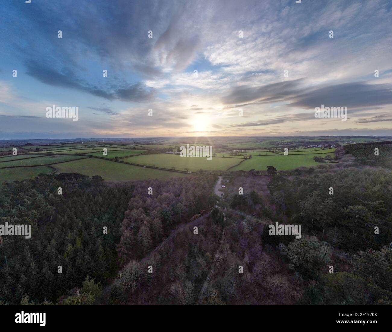 Aerial view of ladock woods in cornwall England uk drone shot Stock ...