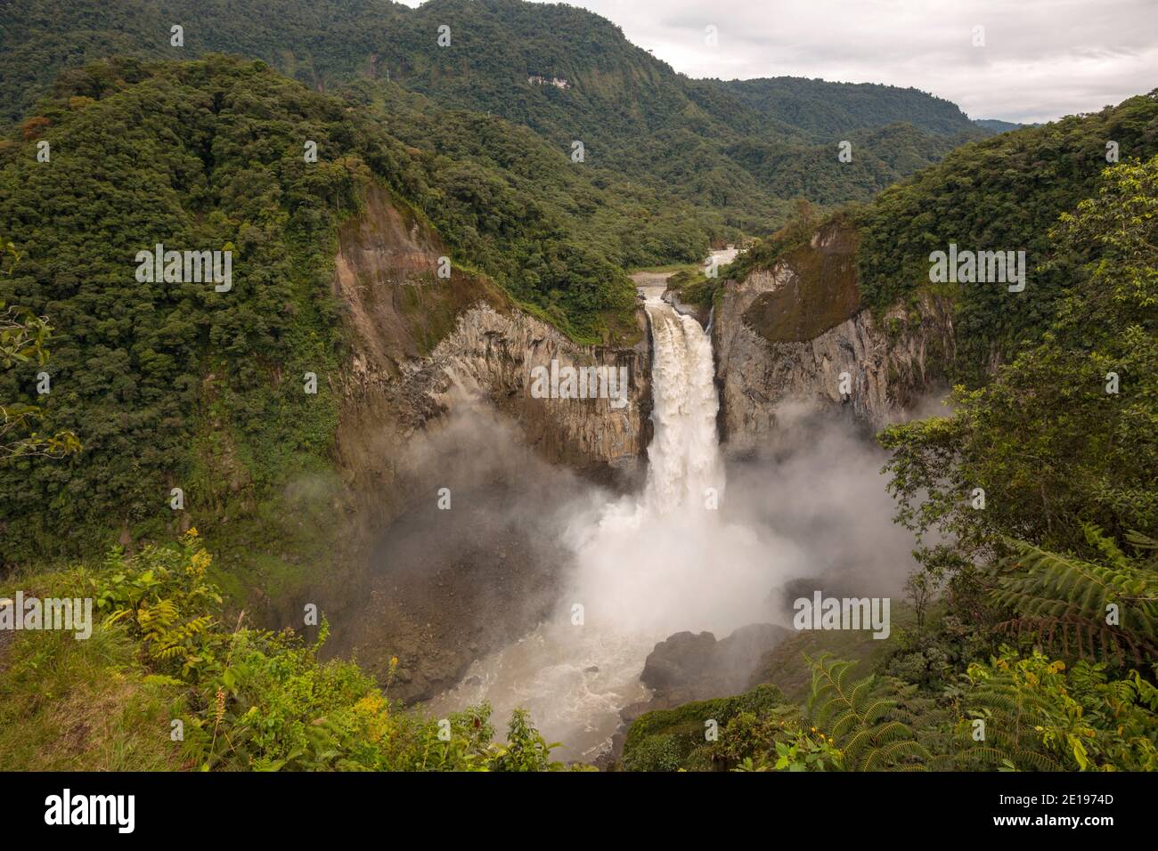 San Rafael Waterfall, Ecuador in September 2016 after a fresh rockfall ...