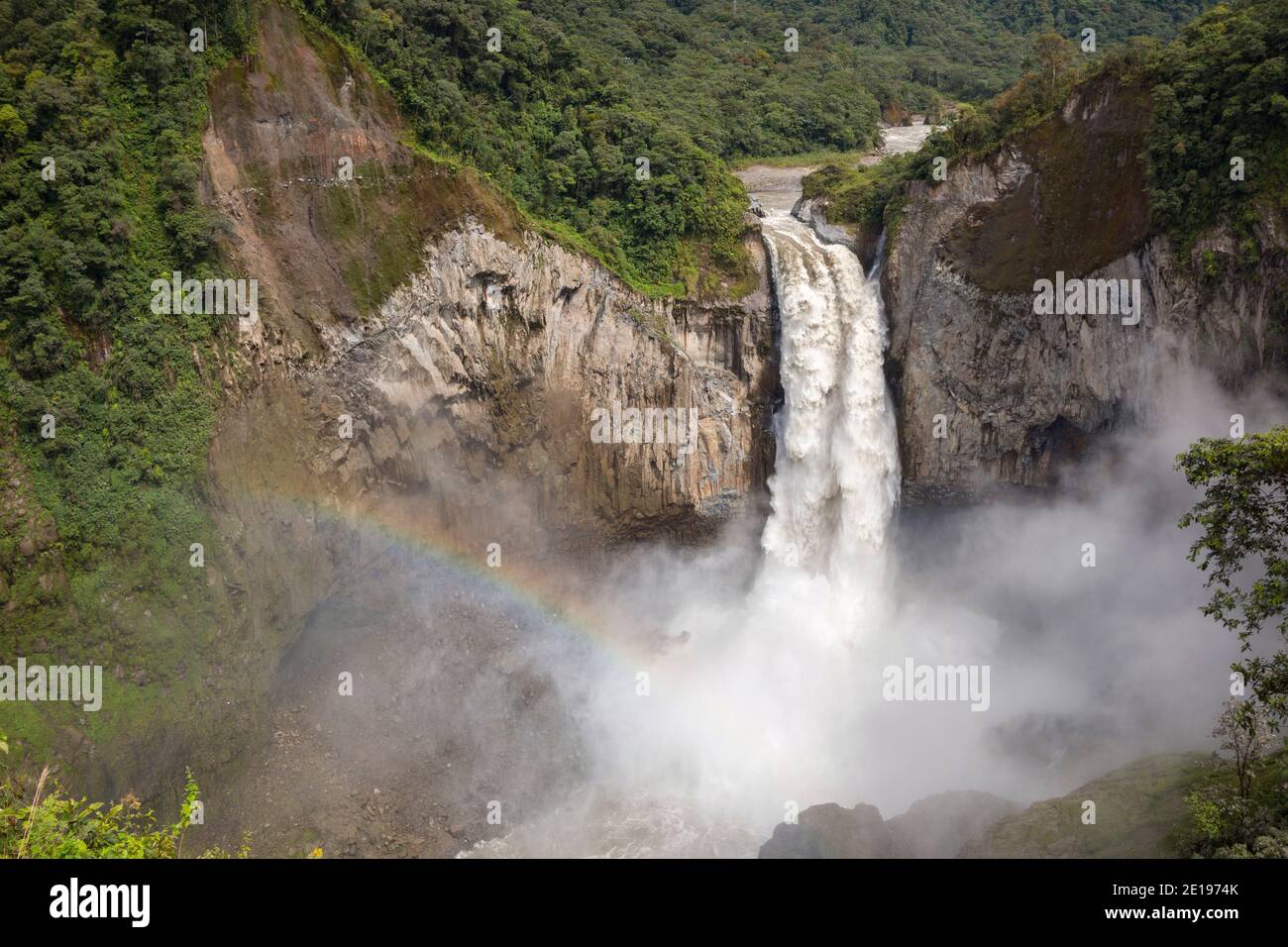 San Rafael Waterfall, Ecuador in September 2016 after a fresh rockfall ...
