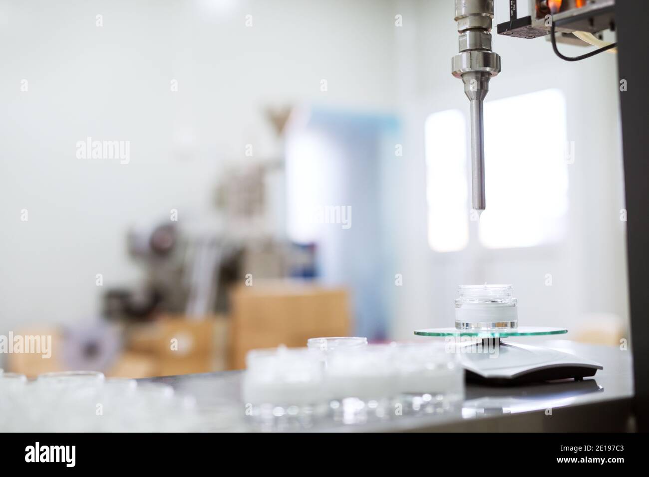 Healthcare creme production in laboratory. Creme products in lab ...