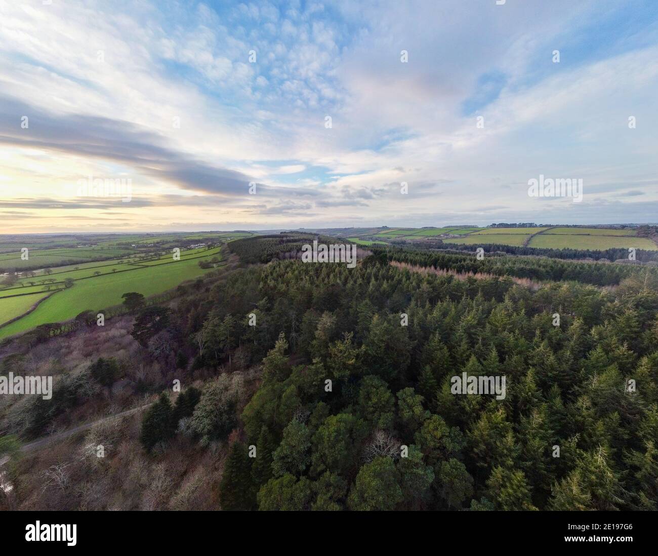 Aerial view of ladock woods in cornwall England uk drone shot Stock ...